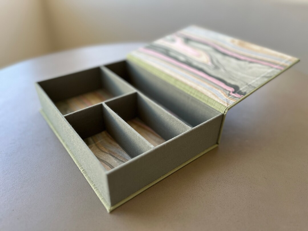 Handmade Box With Partitions Olive Green Gift Box With Custom - Etsy