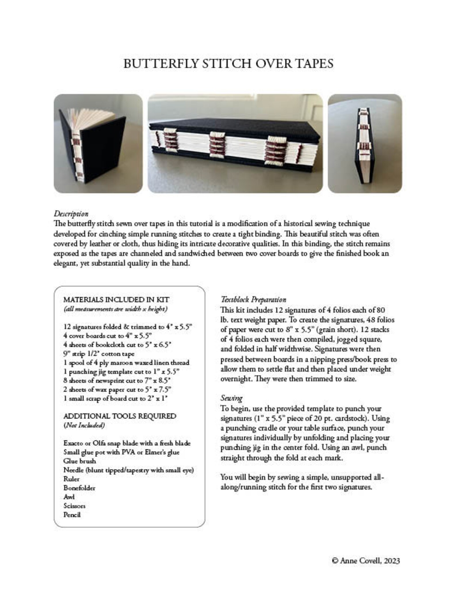 PDF Bookbinding Tutorial, Butterfly Stitch Over Tapes, Bookmaking ...
