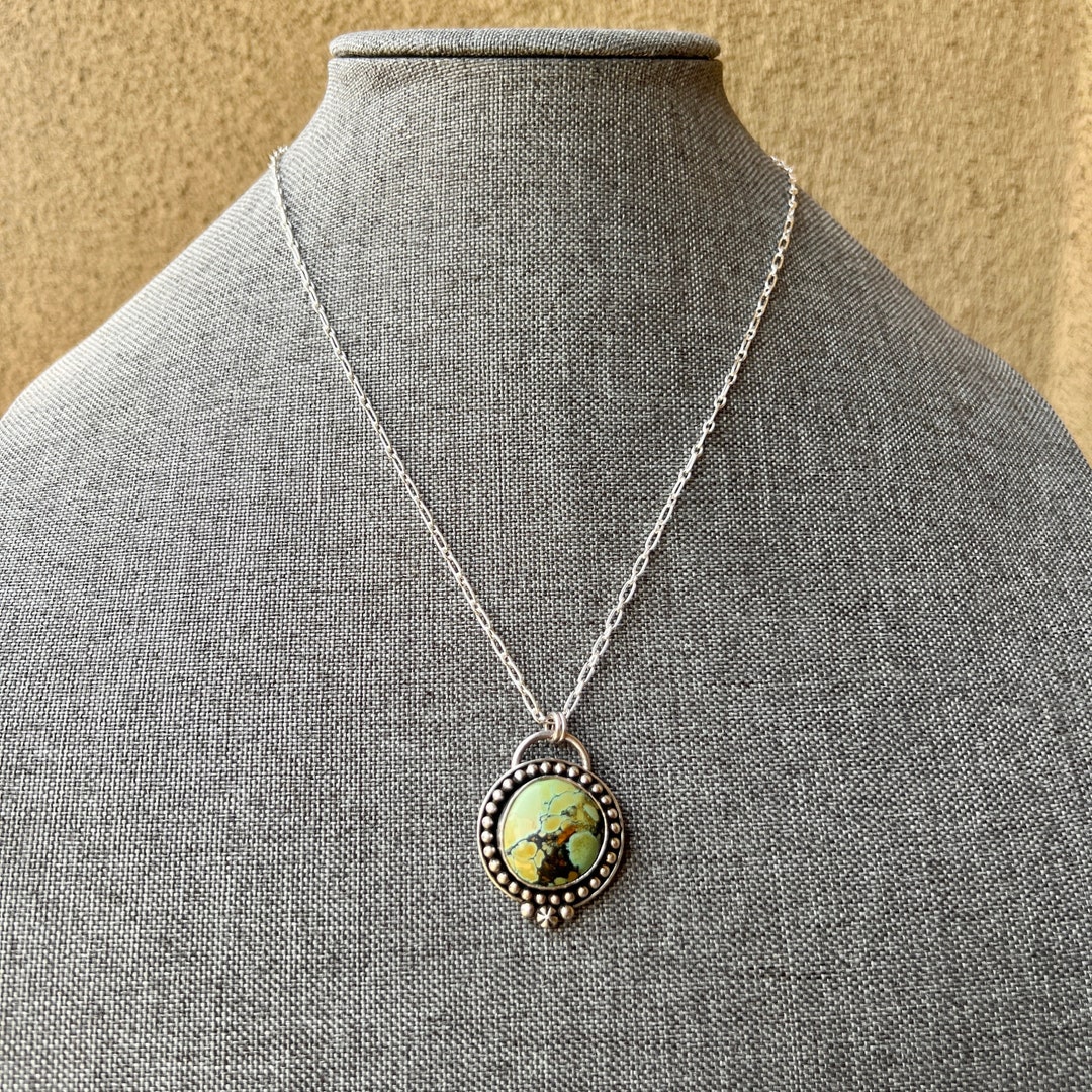Blackjack Turquoise Pendant, Sterling Silver Artisan Made, Genuine ...