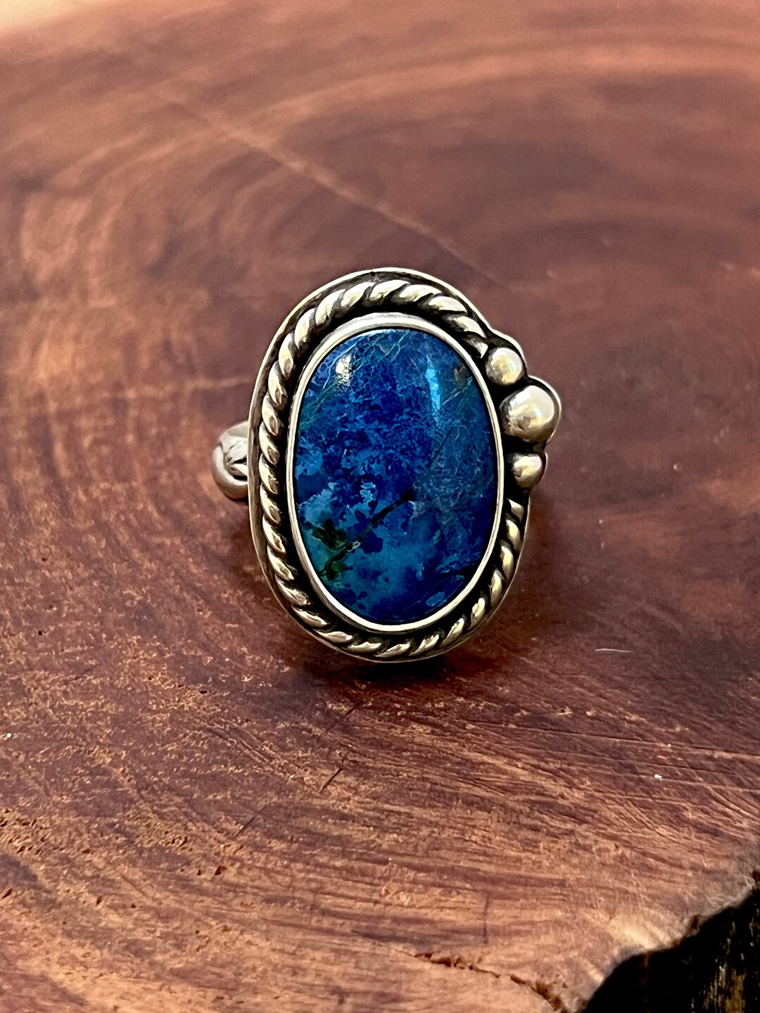 Shattuckite Gemstone Ring, Sterling Silver Jewelry, Size 7, Artisan ...