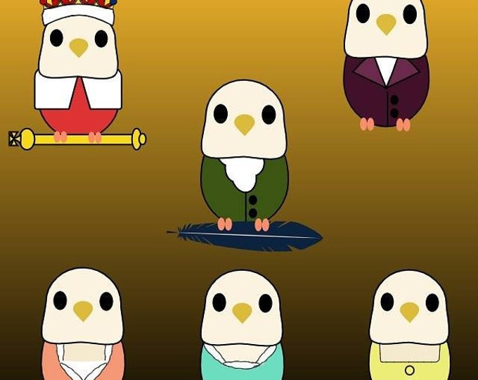 Cute Hamilton Budgie Sticker Pack 6 Matte Stickers for Fans of the Hit ...