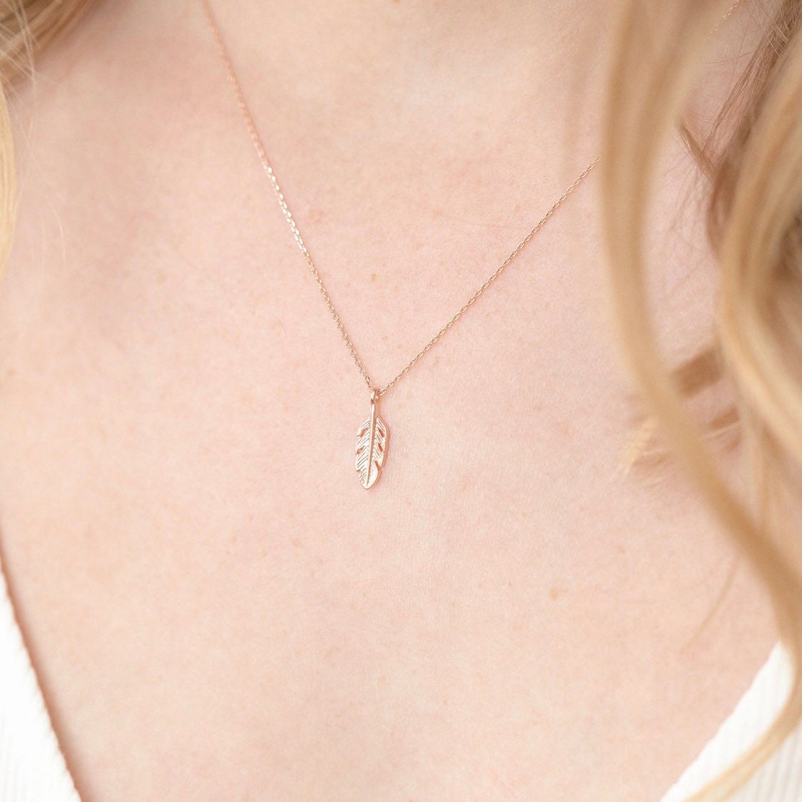 Dainty Feather Necklace Silver/Gold/Rose Gold Dainty Jewellery Gifts ...