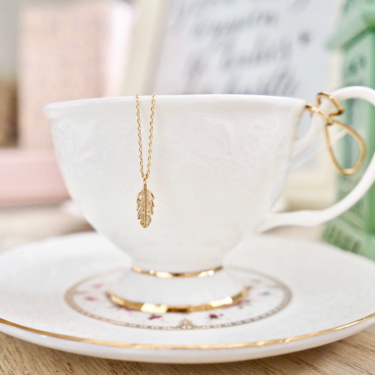 Dainty Feather Necklace Silver/gold/ Rose Gold | Etsy