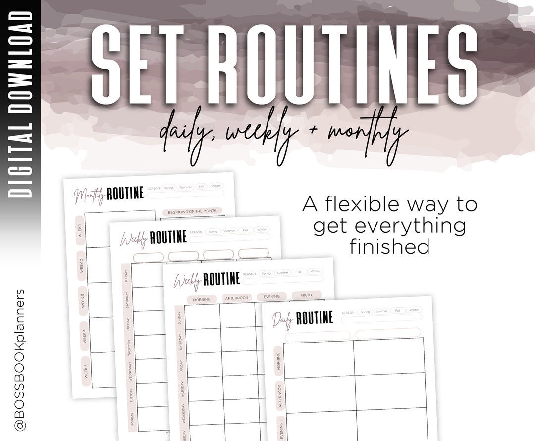 ROUTINE KIT| Daily, Weekly, Monthly Worksheets - Digital - Set Your ...