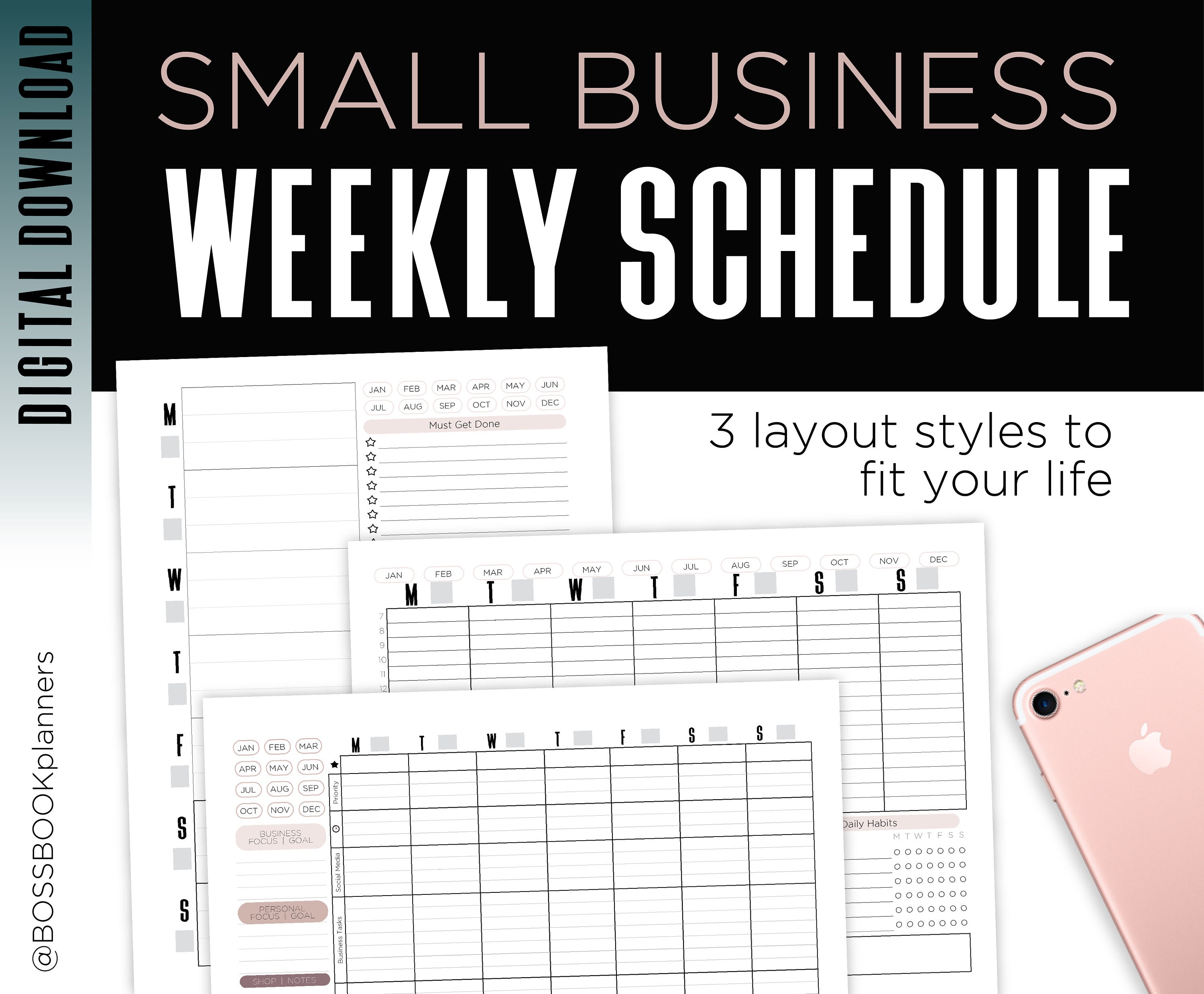 WEEKLY SCHEDULE Small Business Etsy sales Entrepreneur | Etsy