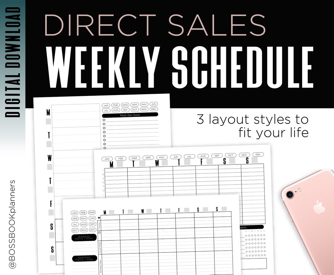 WEEKLY SCHEDULE | Direct Sales Reps - MLM - Social Sales - Etsy