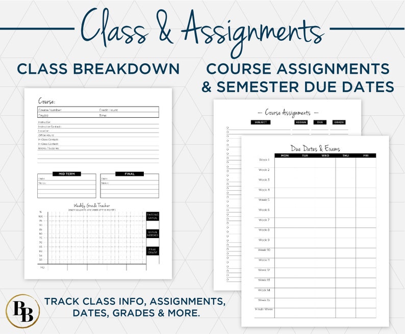 Class Binder Bundle Printable Class Information & Assignment - Etsy