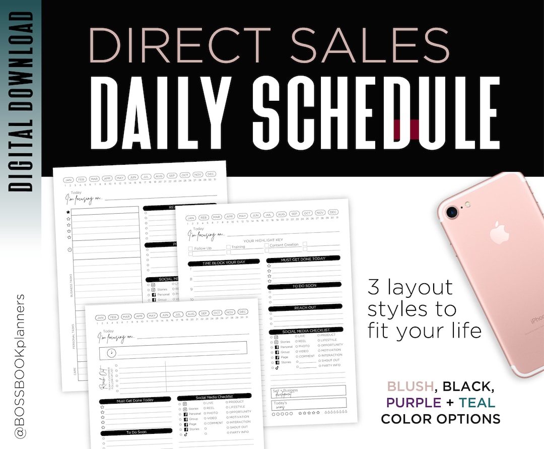 DAILY SCHEDULE | Direct Sales Reps - MLM - Social Sales - Etsy