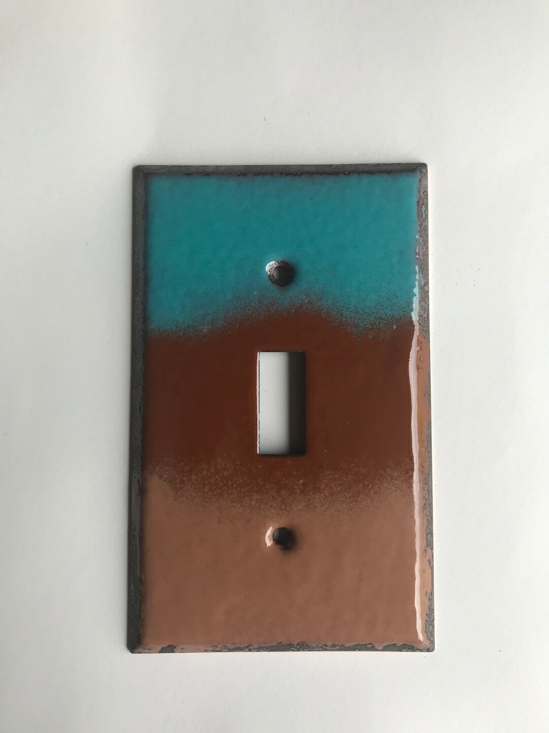 Enamel on Copper Switchplate Cover (blue, Brown), Light Switch Cover ...