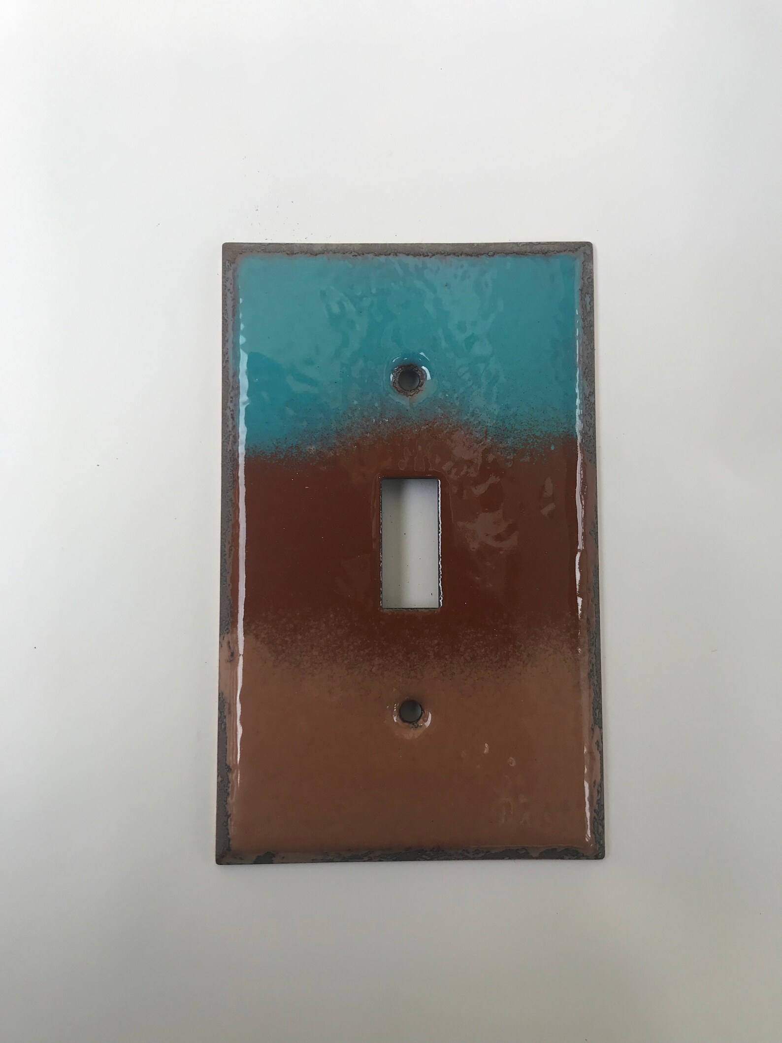Enamel on Copper Switchplate Cover blue Brown Light Switch - Etsy