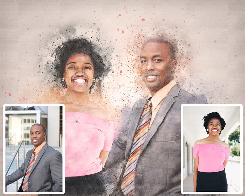 Combine Photos Into One Portrait Custom Portrait Made Using - Etsy