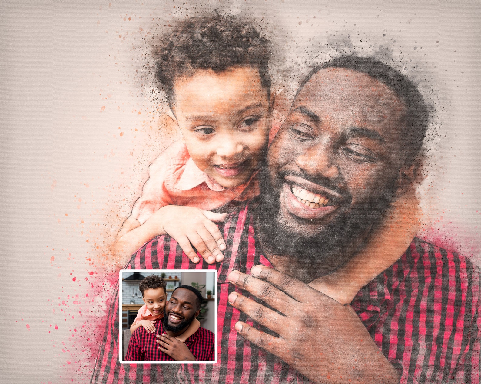 Daddy Portrait Custom Dad Drawing Fathers Day Portrait Family | Etsy