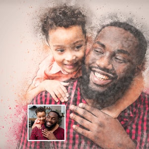 Daddy Portrait Custom Dad Drawing Fathers Day Portrait Family Portrait ...