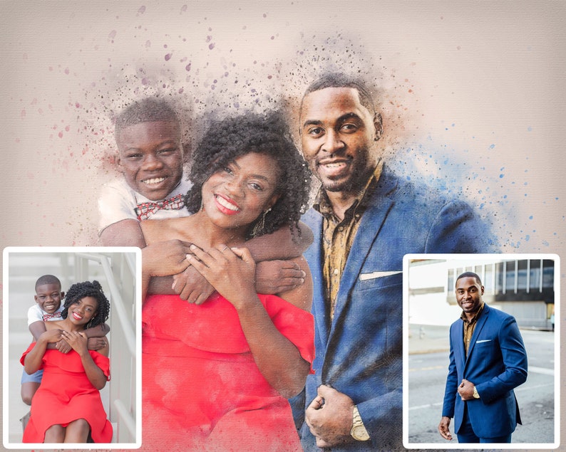 Combine Photos Into One Portrait Custom Portrait Made Using - Etsy