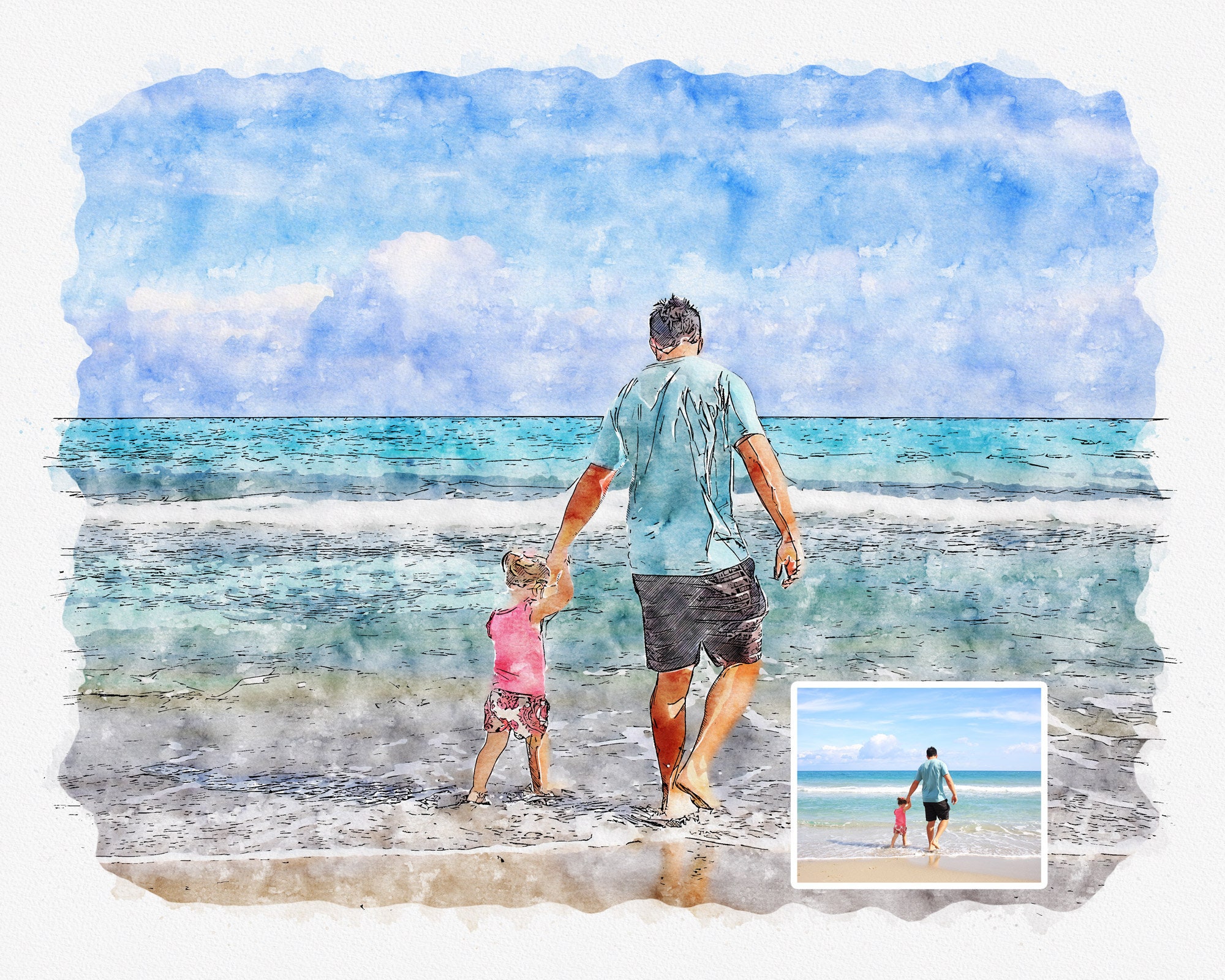 Daddy Portrait Fathers Day Portrait Custom Dad Portrait Family - Etsy