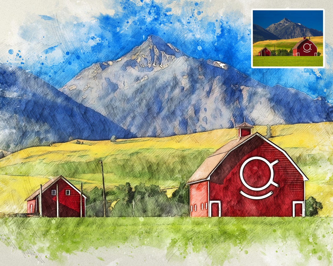 Farmhouse Wall Decor Farmhouse Portrait Photo to Painting Moving Gift ...