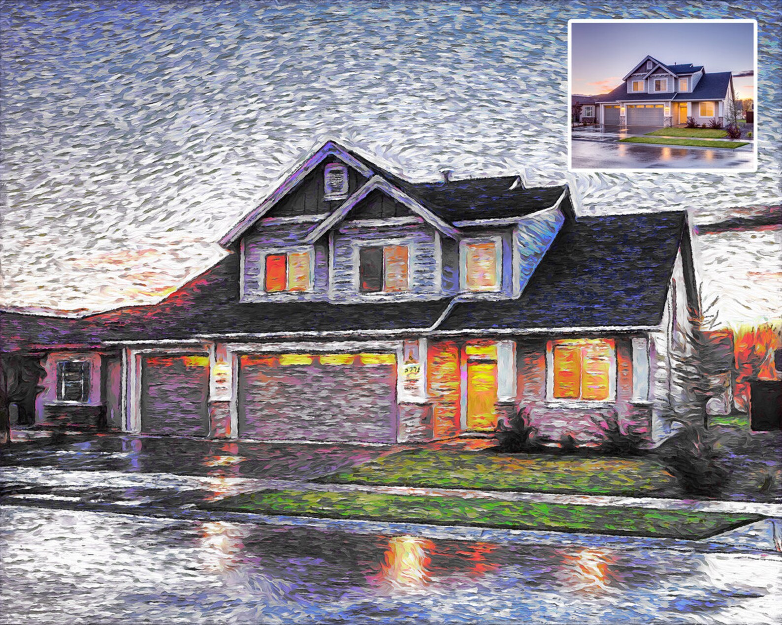 Custom House Portrait Oil Painting From Photo Realtor Closing | Etsy