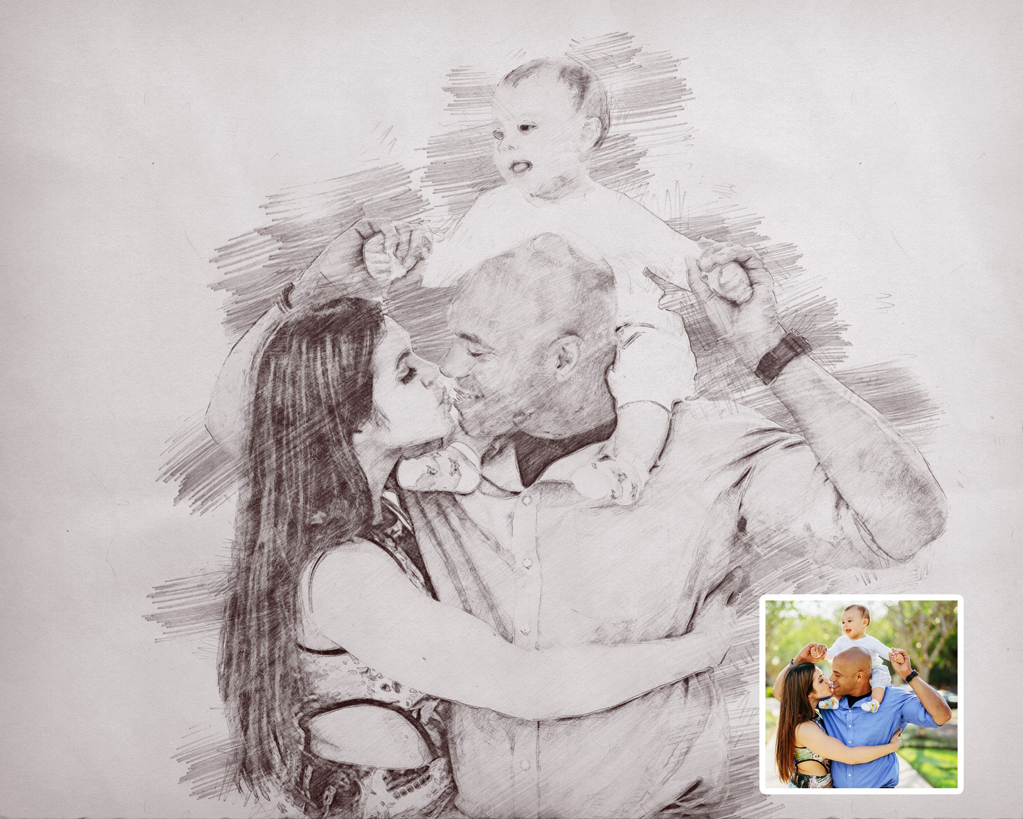 Custom Dad Drawing Daddy Portrait Fathers Day Portrait Family | Etsy