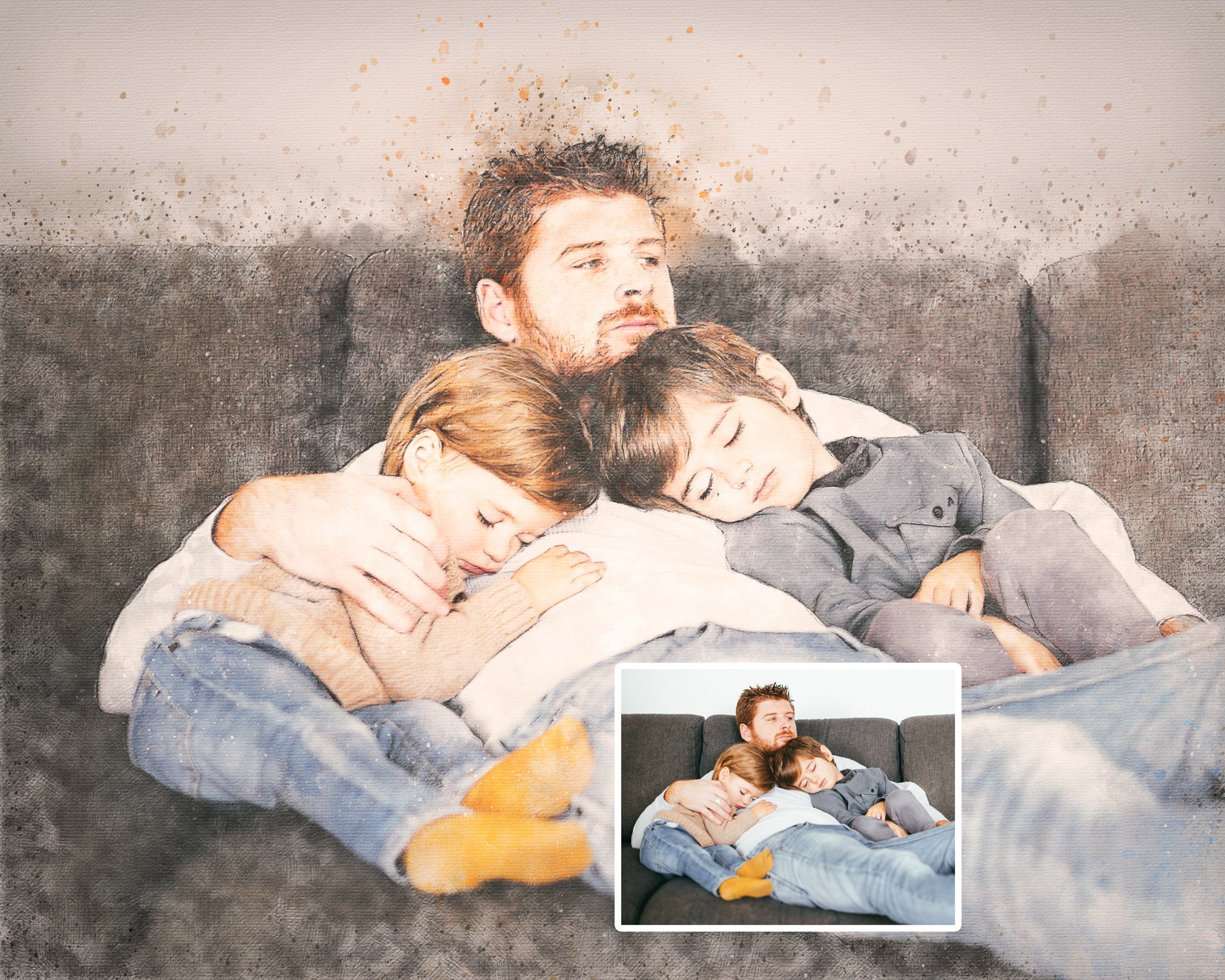 Daddy Portrait Custom Dad Drawing Fathers Day Portrait Family | Etsy