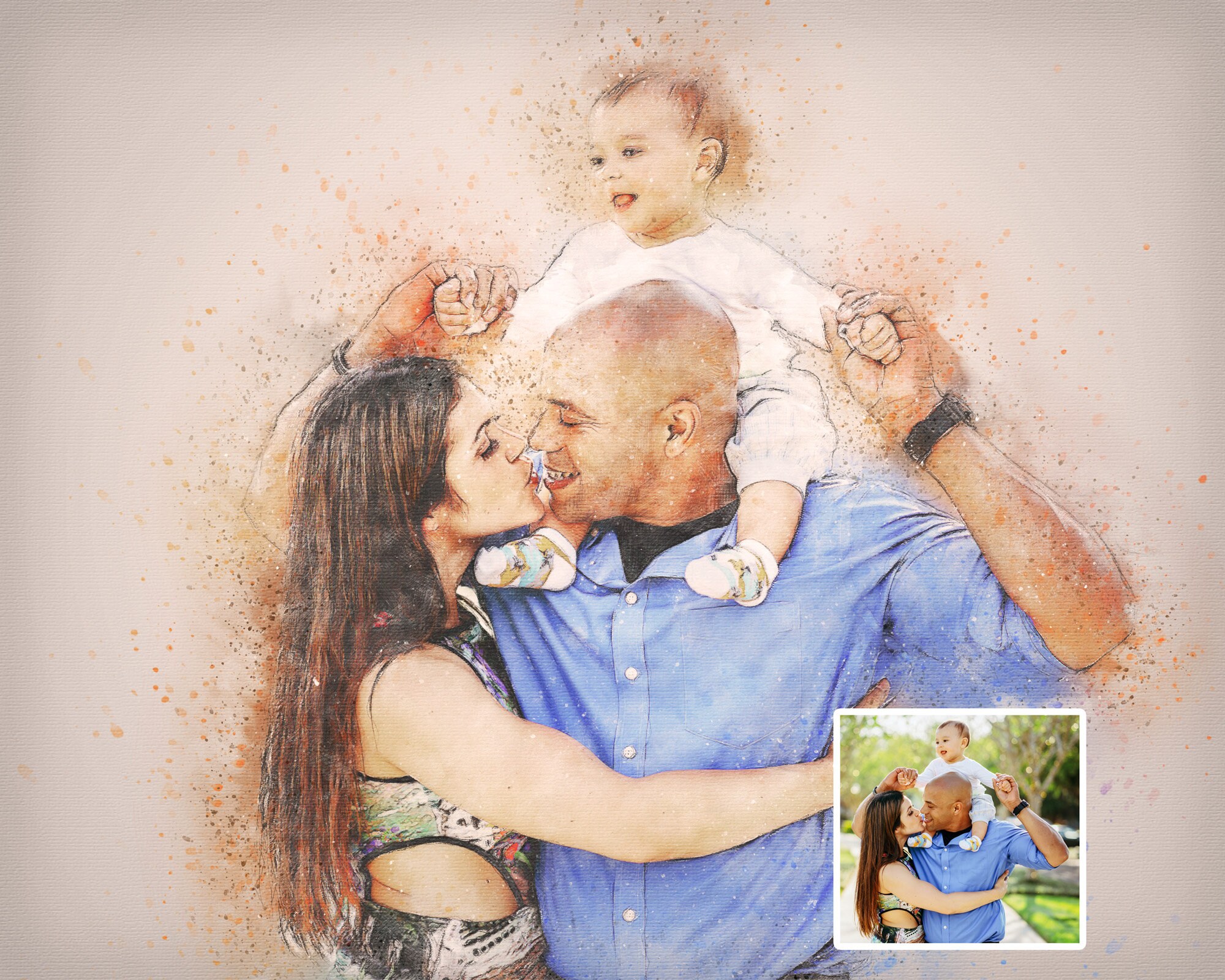 Daddy Portrait Custom Dad Drawing Fathers Day Portrait Family | Etsy