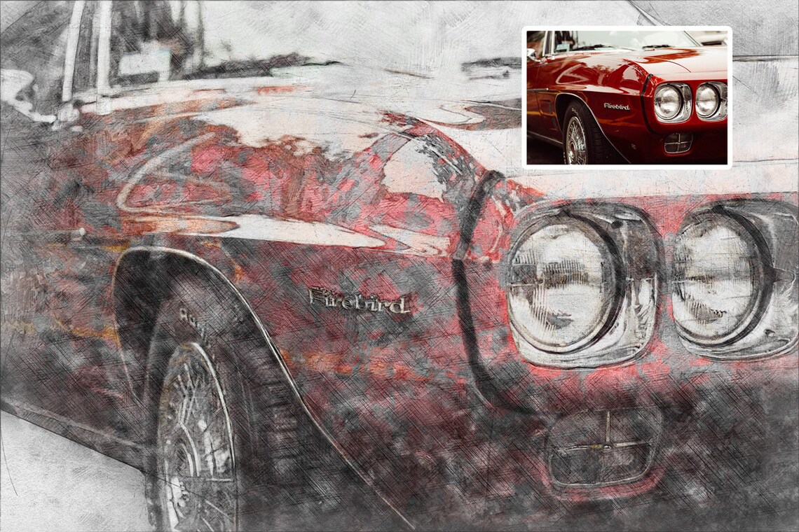 Custom Car Digital Drawing From Photo Custom Automobilia | Etsy