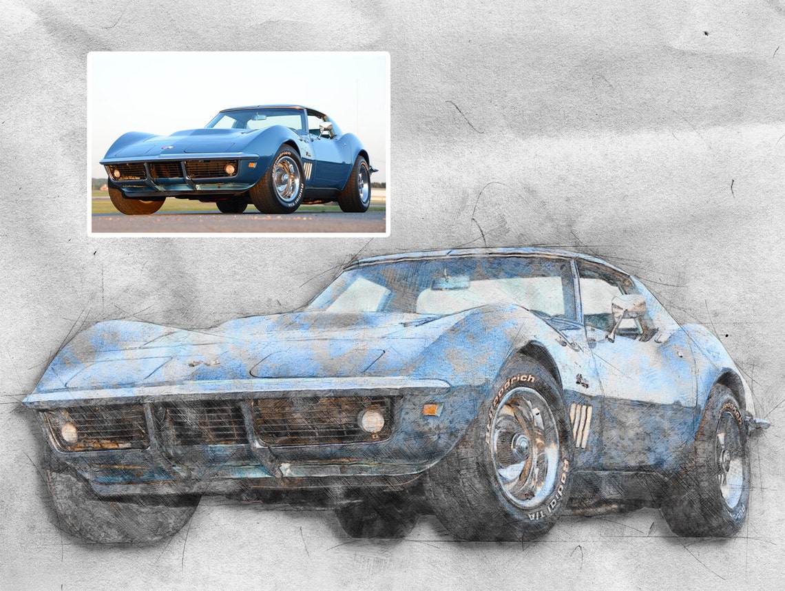Custom Car Digital Drawing From Photo Custom Automobilia | Etsy