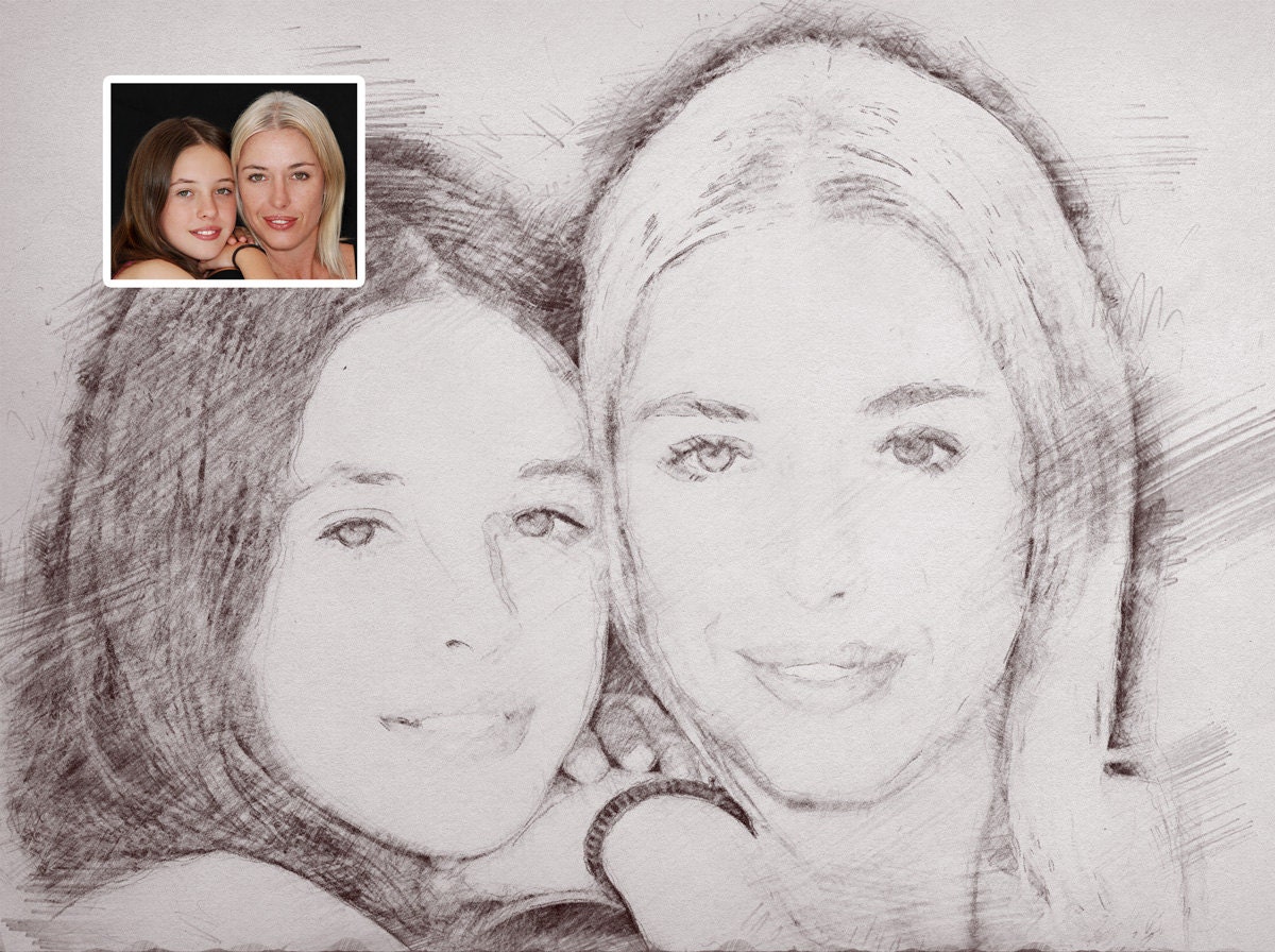 Custom Family Drawing From Photo Personalized Family Portrait | Etsy