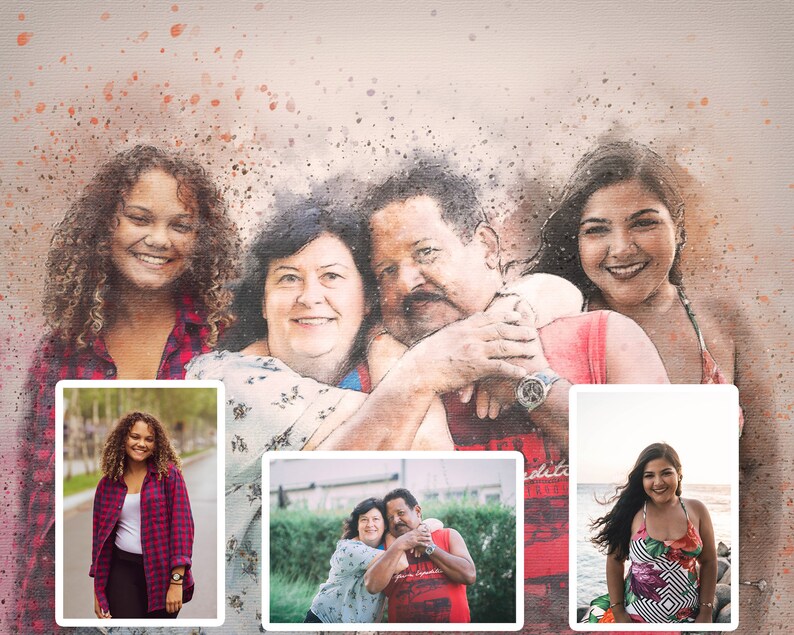 Combine Photos Into One Portrait Custom Portrait Made Using - Etsy