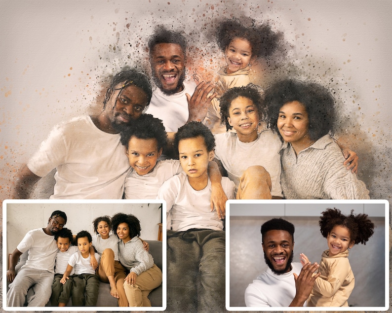 Combine Photos Into One Portrait Custom Portrait Made Using - Etsy