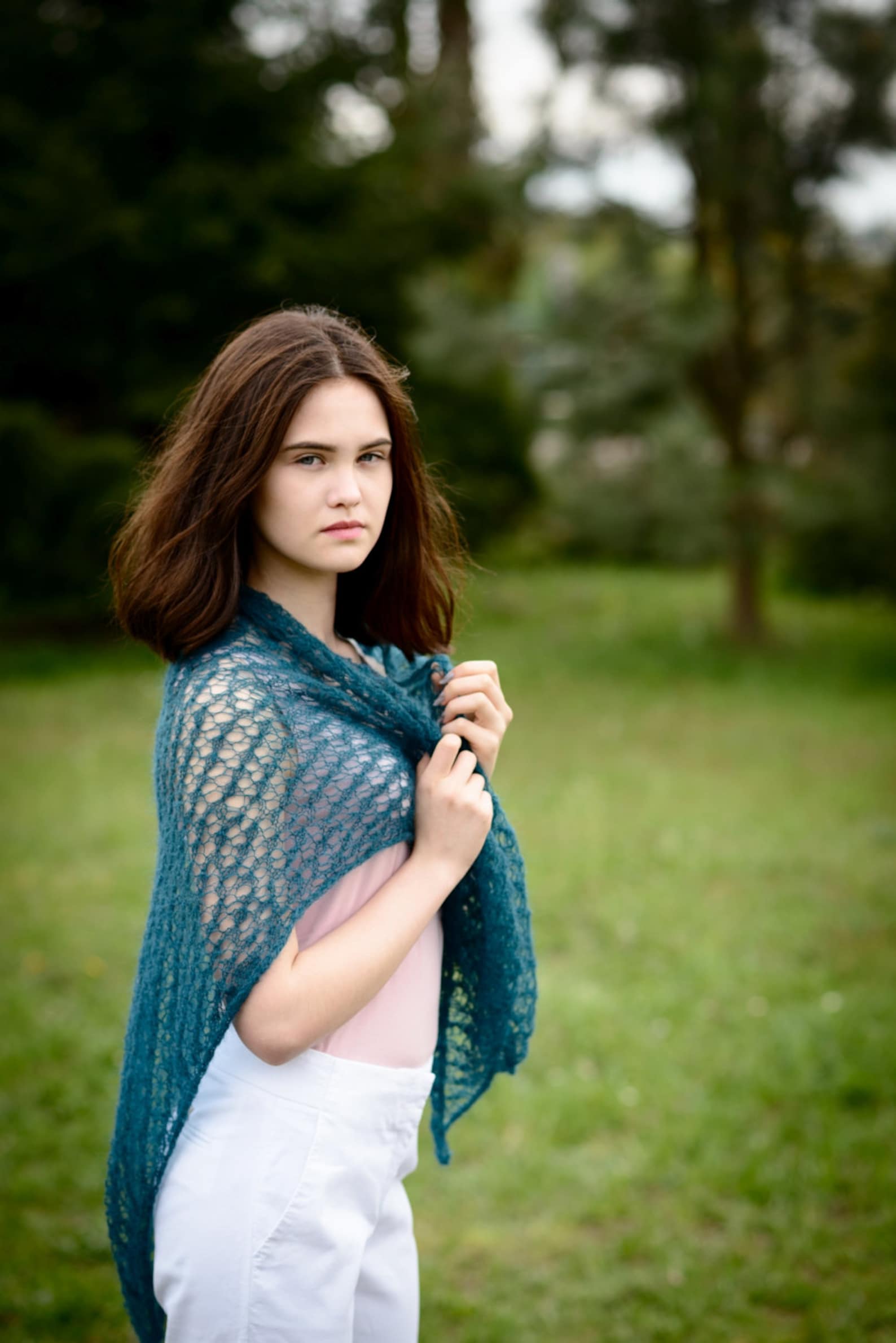 Mohair Scarf , Hand Knit Merino Shawl, Triangle-shaped Shawl, Petrooil ...