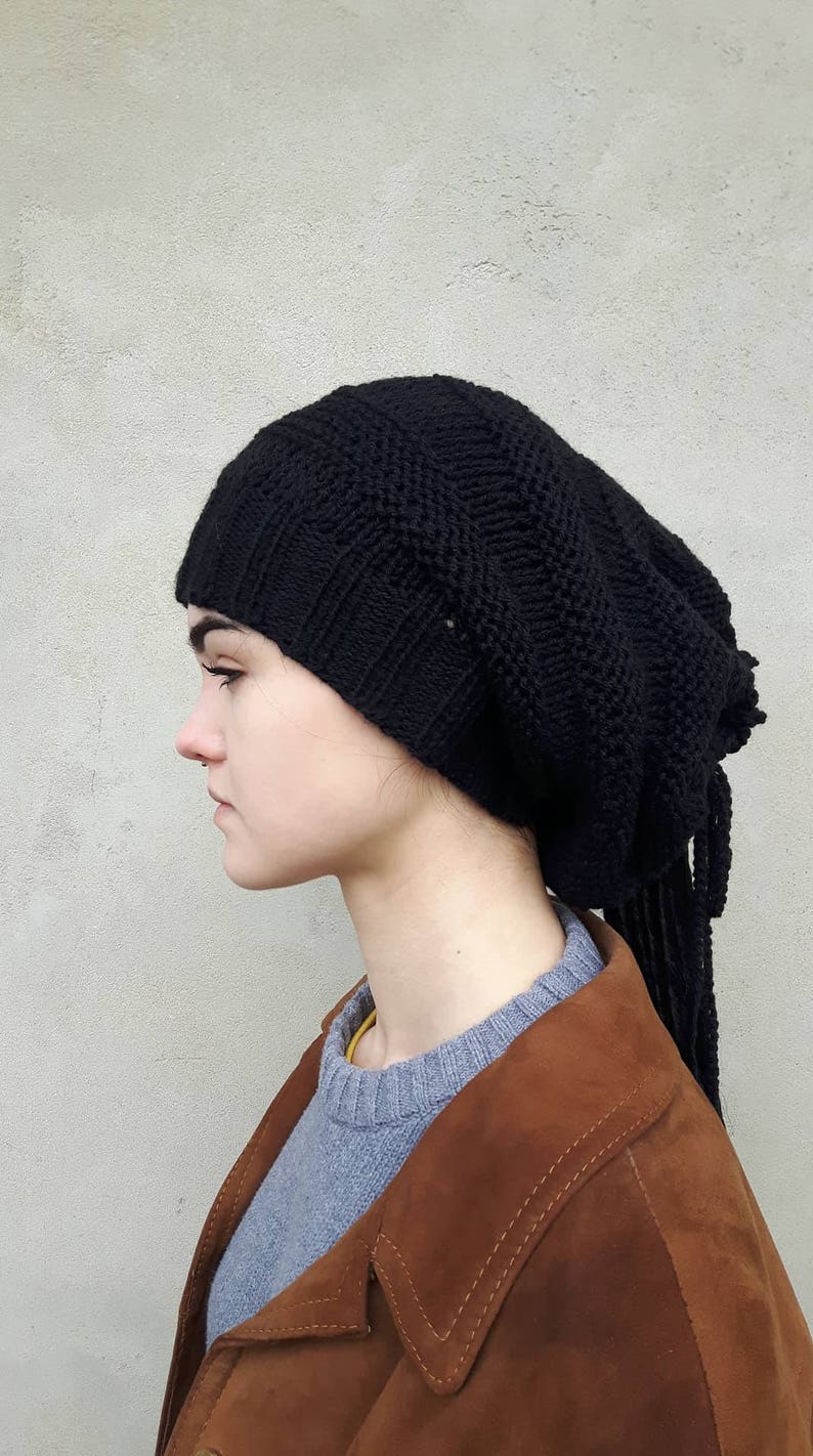 Black Dreadlocks Hat, Black Handmade Dreadlocks Knit Hat, Dreadlocks ...