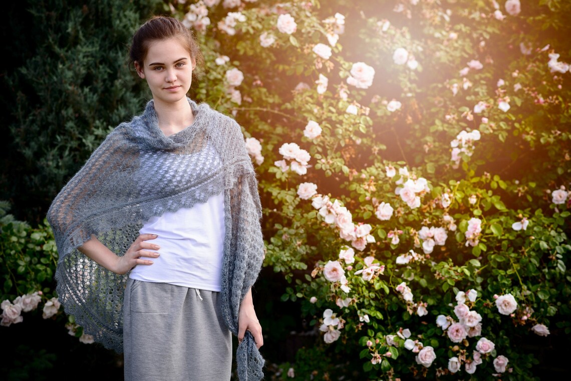 Gray Romantic Handmade Shawl Mohair Shawl Wedding Shawl - Etsy
