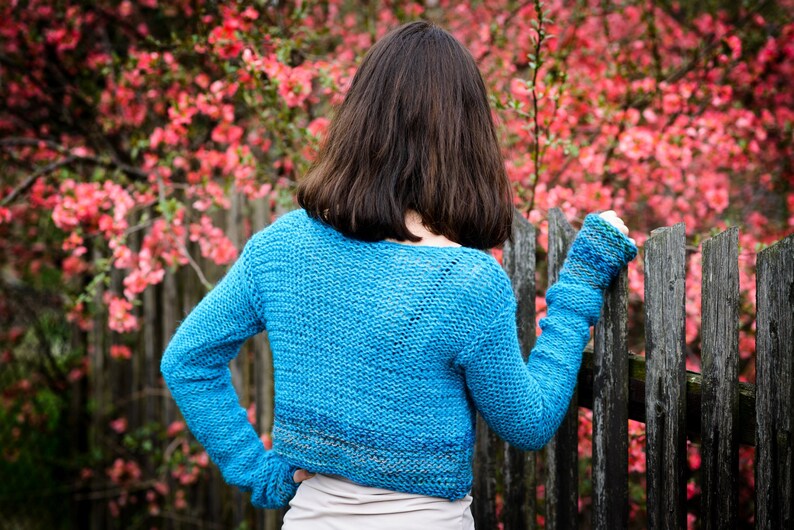 Turquoise Cropped Sweater, Women's Sweater, Knit Sweater, Women's ...