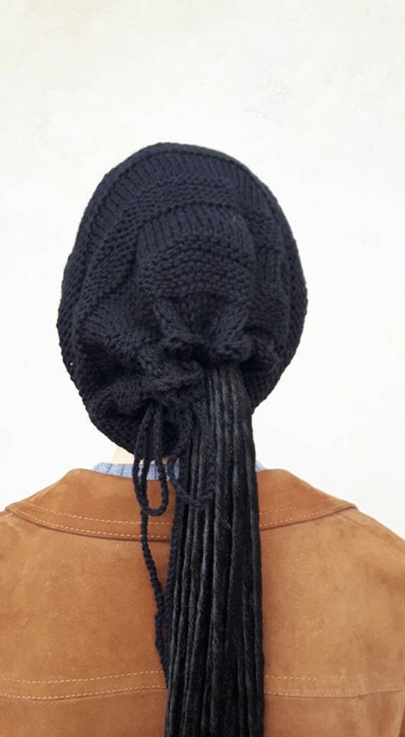 Black Dreadlocks Hat, Black Handmade Dreadlocks Knit Hat, Dreadlocks ...