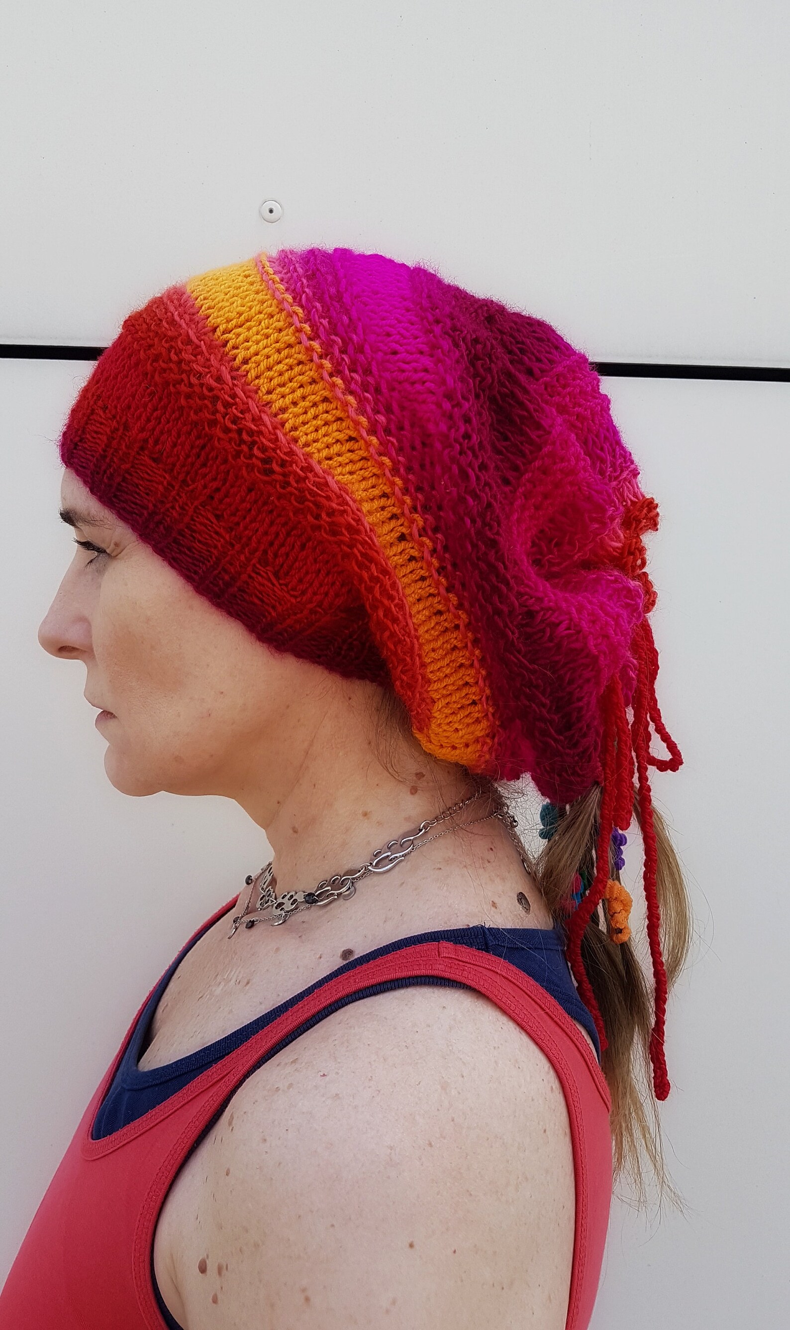 Pink Dreadlock Festival Hat Fashion, Handmade Knit Dreadlocks Hat ...
