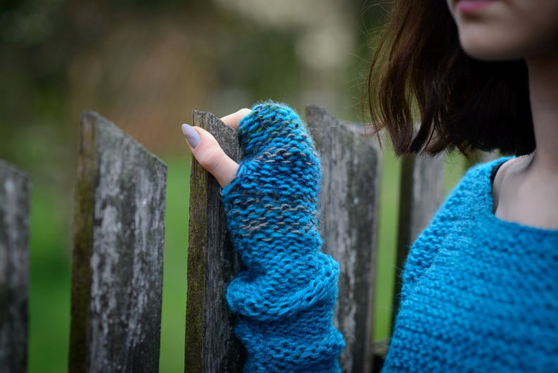 Turquoise Cropped Sweater, Women's Sweater, Knit Sweater, Women's ...