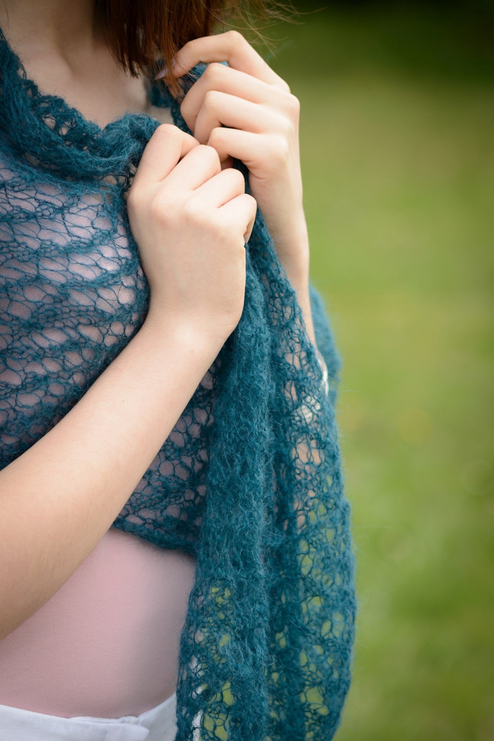 Mohair Scarf , Hand Knit Merino Shawl, Triangle-shaped Shawl, Petrooil ...