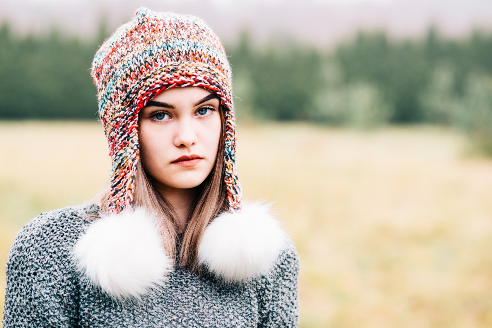 Colorful Beanie, Colorful Pompom Hat, Multicolour Beanie Hat, Knit Hat ...