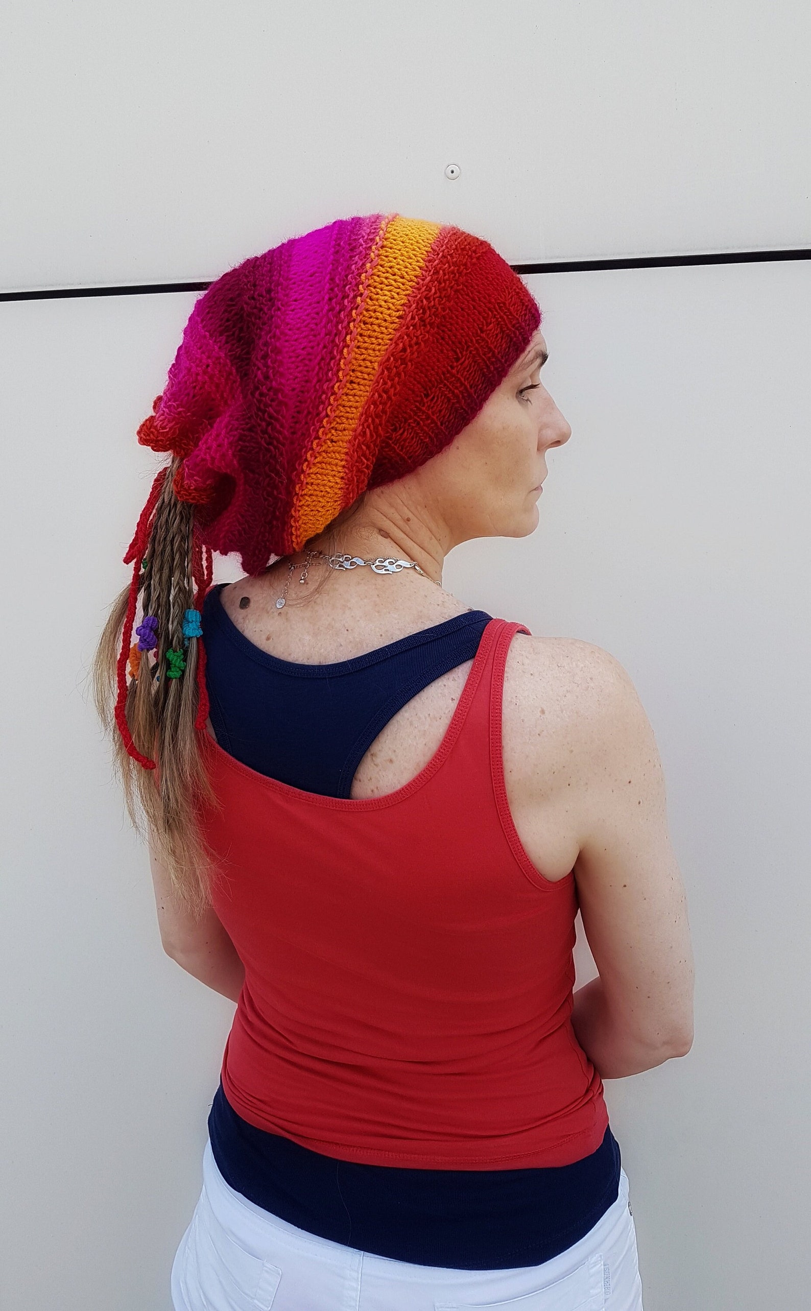 Pink Dreadlock Festival Hat Fashion, Handmade Knit Dreadlocks Hat ...