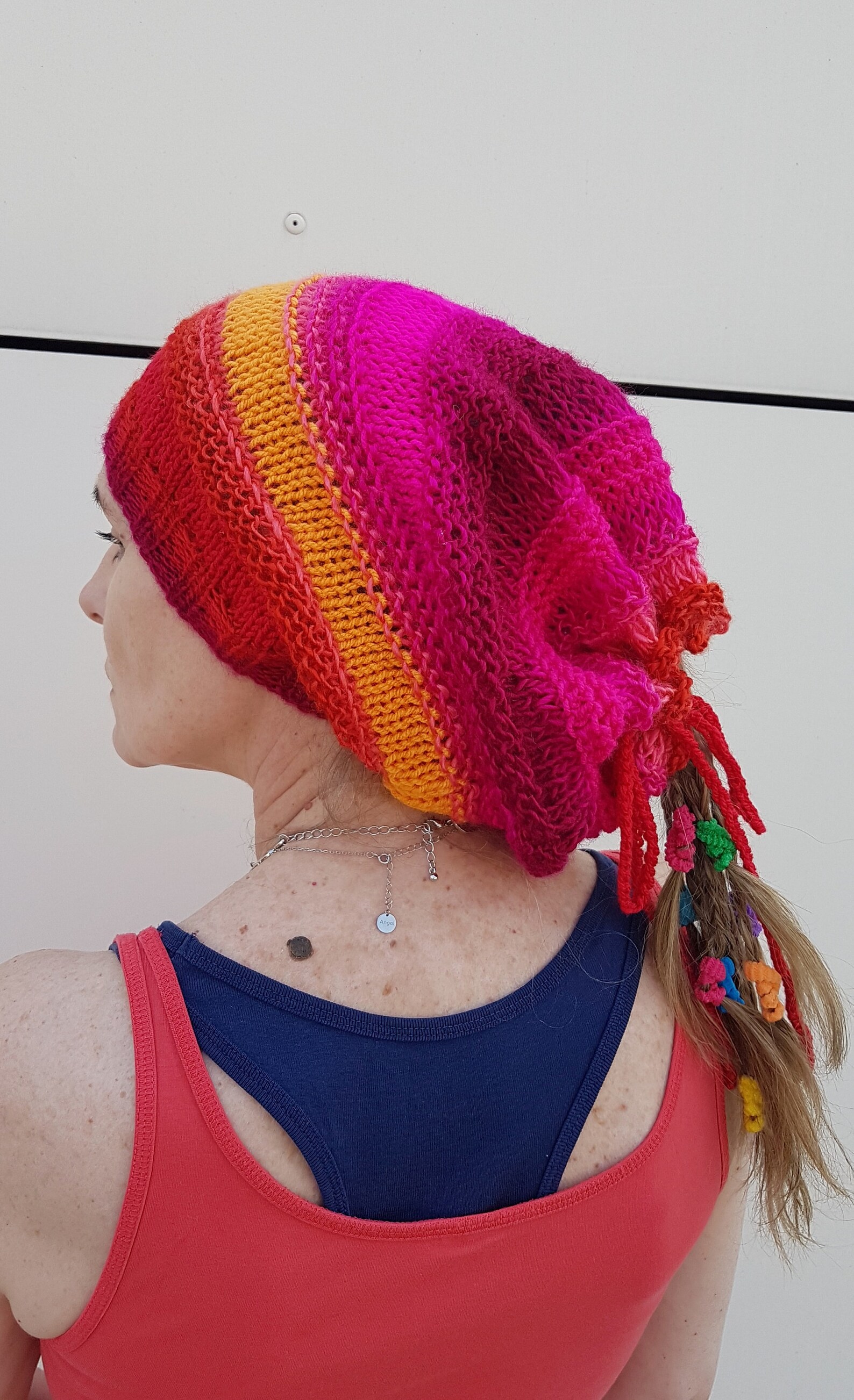 Pink Dreadlock Festival Hat Fashion, Handmade Knit Dreadlocks Hat ...
