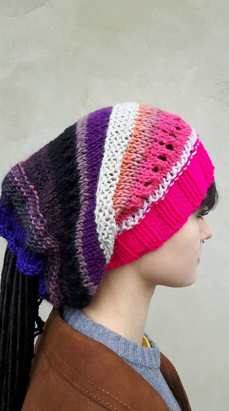 Vibrant Dreadlock Hat, Dreadlocks Knithat, Loose Hat, Slouchy ...