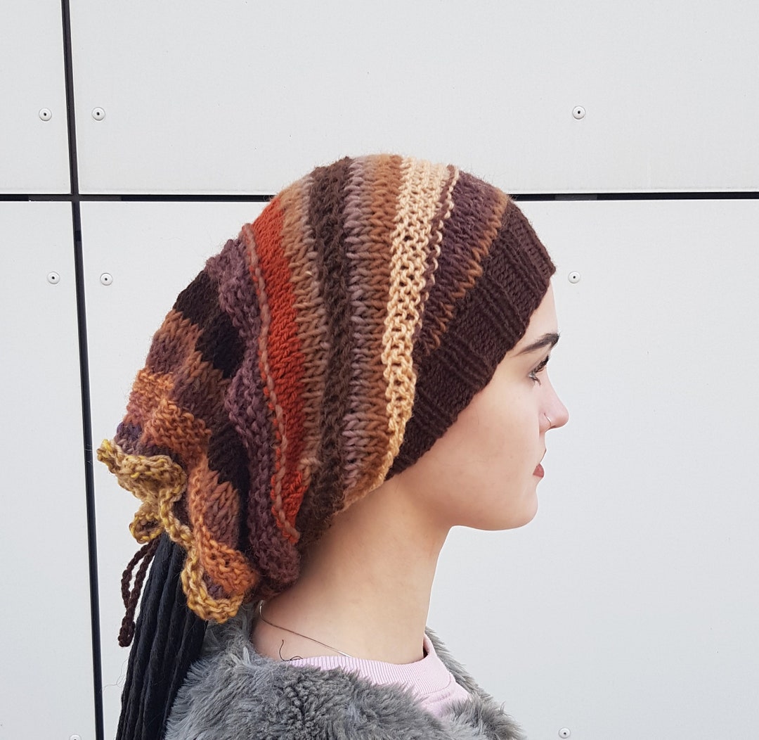 Brown Dreadlock Hat, Knit Dreadlocks Wrap, Positiv Vibes Dreadlocks ...