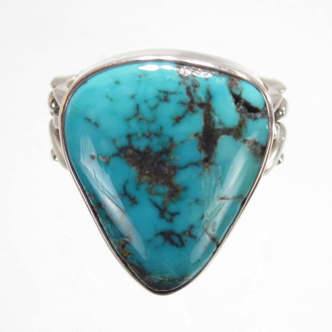 Turquoise Ring~american Turquoise Ring~thunder Mountain Mine~ Natural ...
