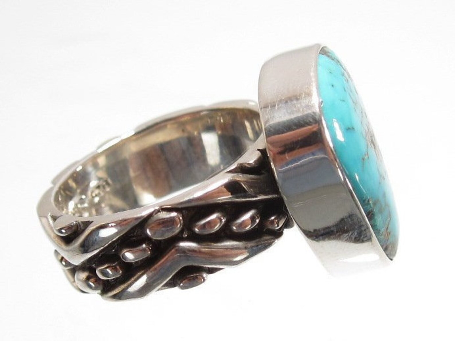 Turquoise Ring~american Turquoise Ring~thunder Mountain Mine~ Natural ...