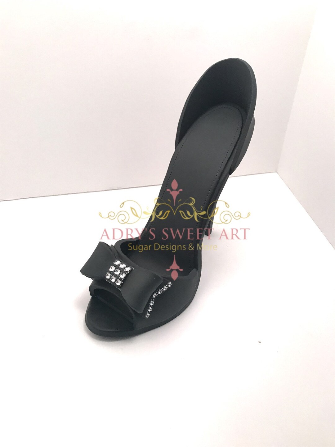 Gum Paste Stiletto Shoe With Bow and Rhinestones - Etsy
