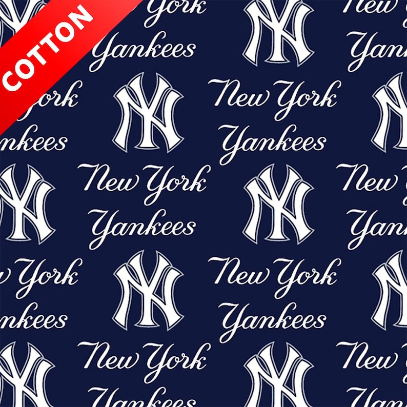 New York Yankees MLB Cotton Fabric - 58" Wide - 100% Cotton - Sold by ...