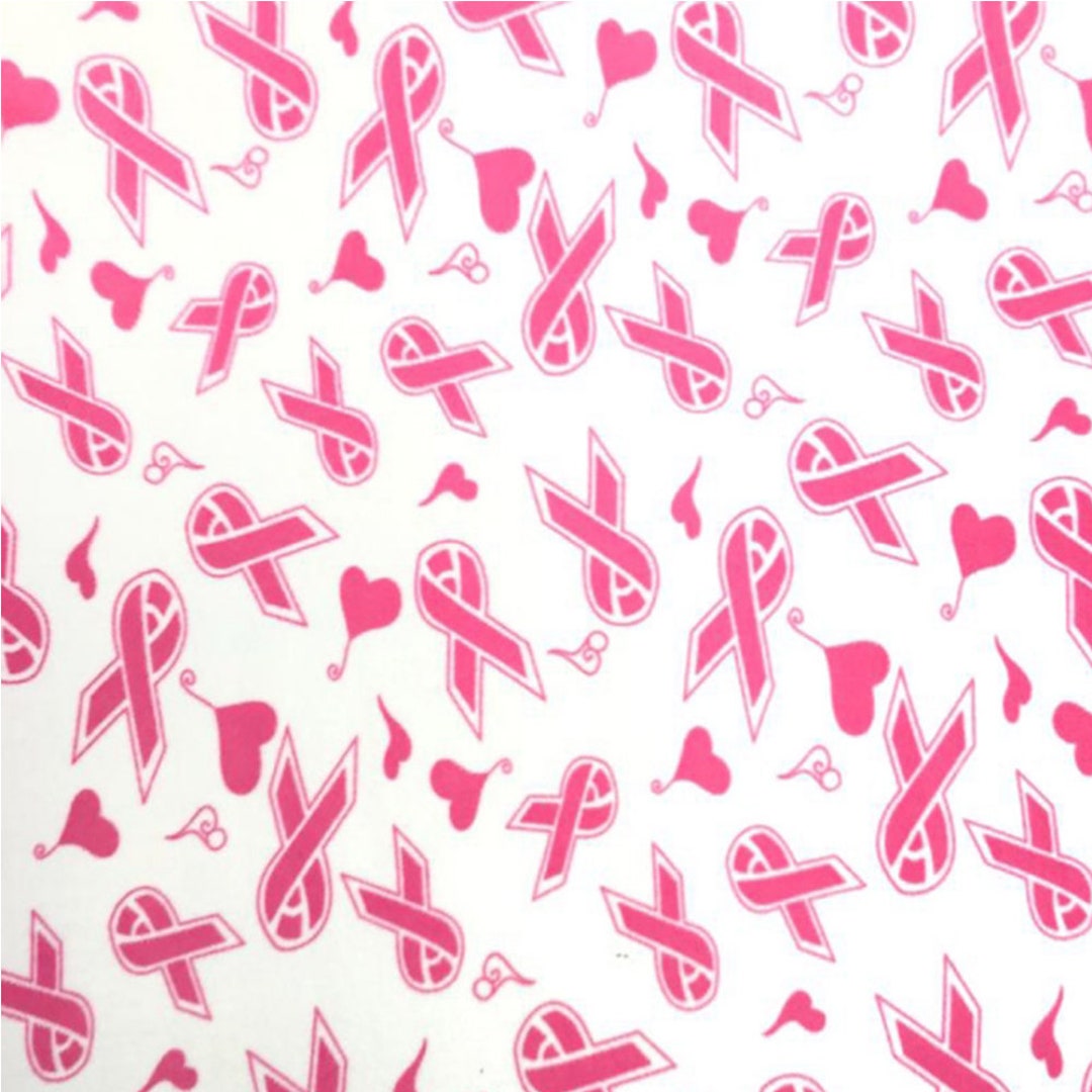 Pink Ribbons and Hearts Fleece Fabric - 60" Wide - 100% Polyester ...