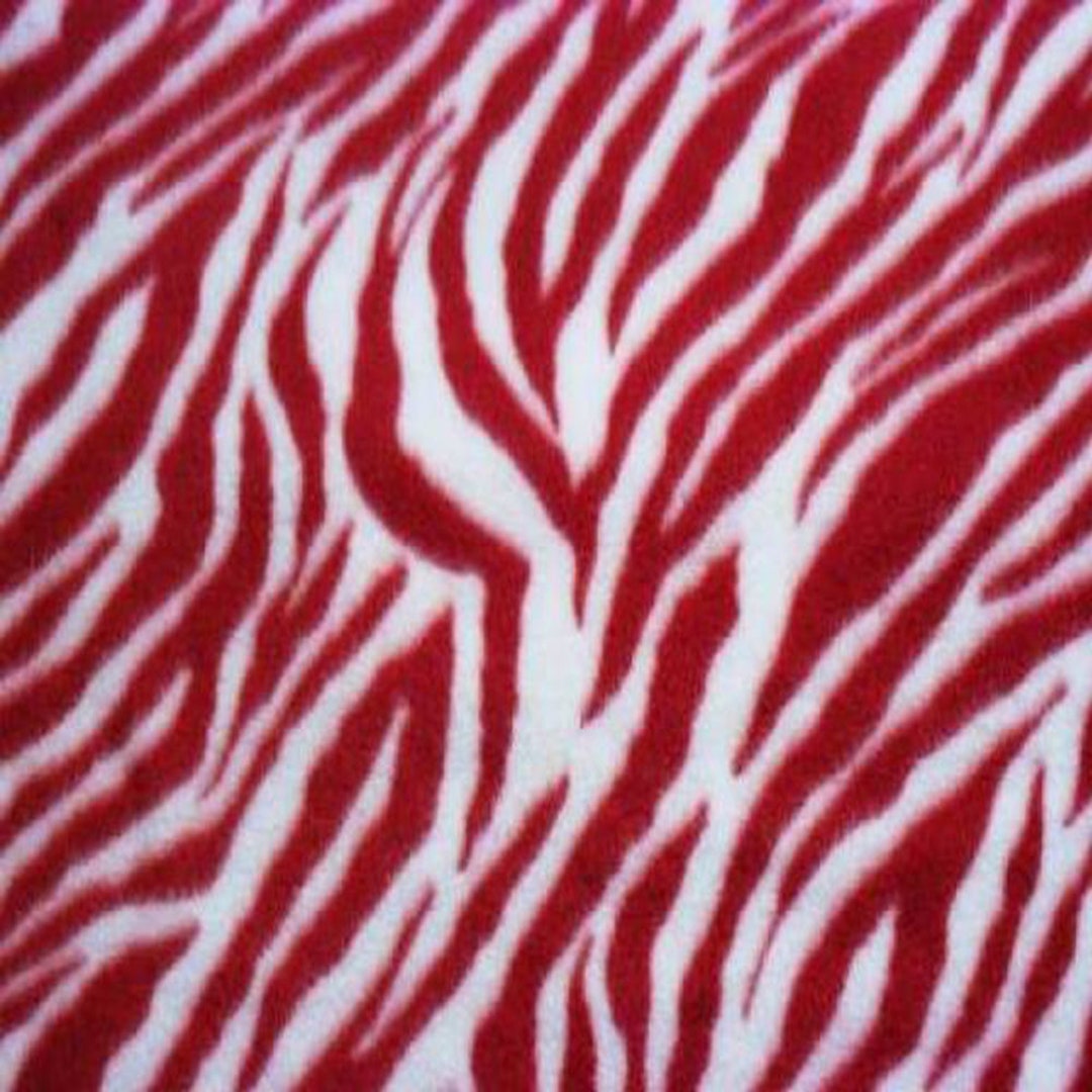 Red Zebras Stripes Print Fleece Fabric - 60" Wide - 100% Polyester ...