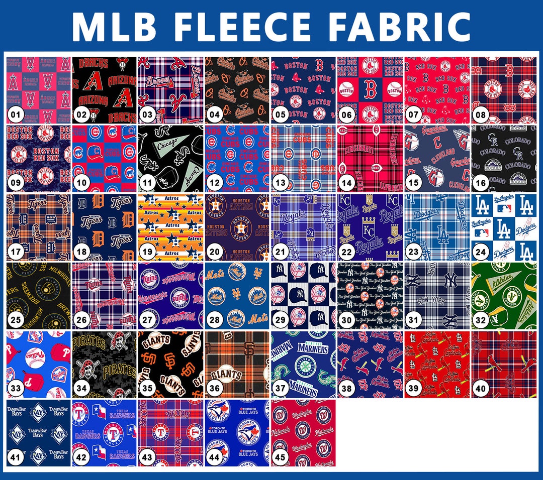 MLB Fleece Fabric Multiple Teams Sold by the Yard & Bolt Ideal for ...