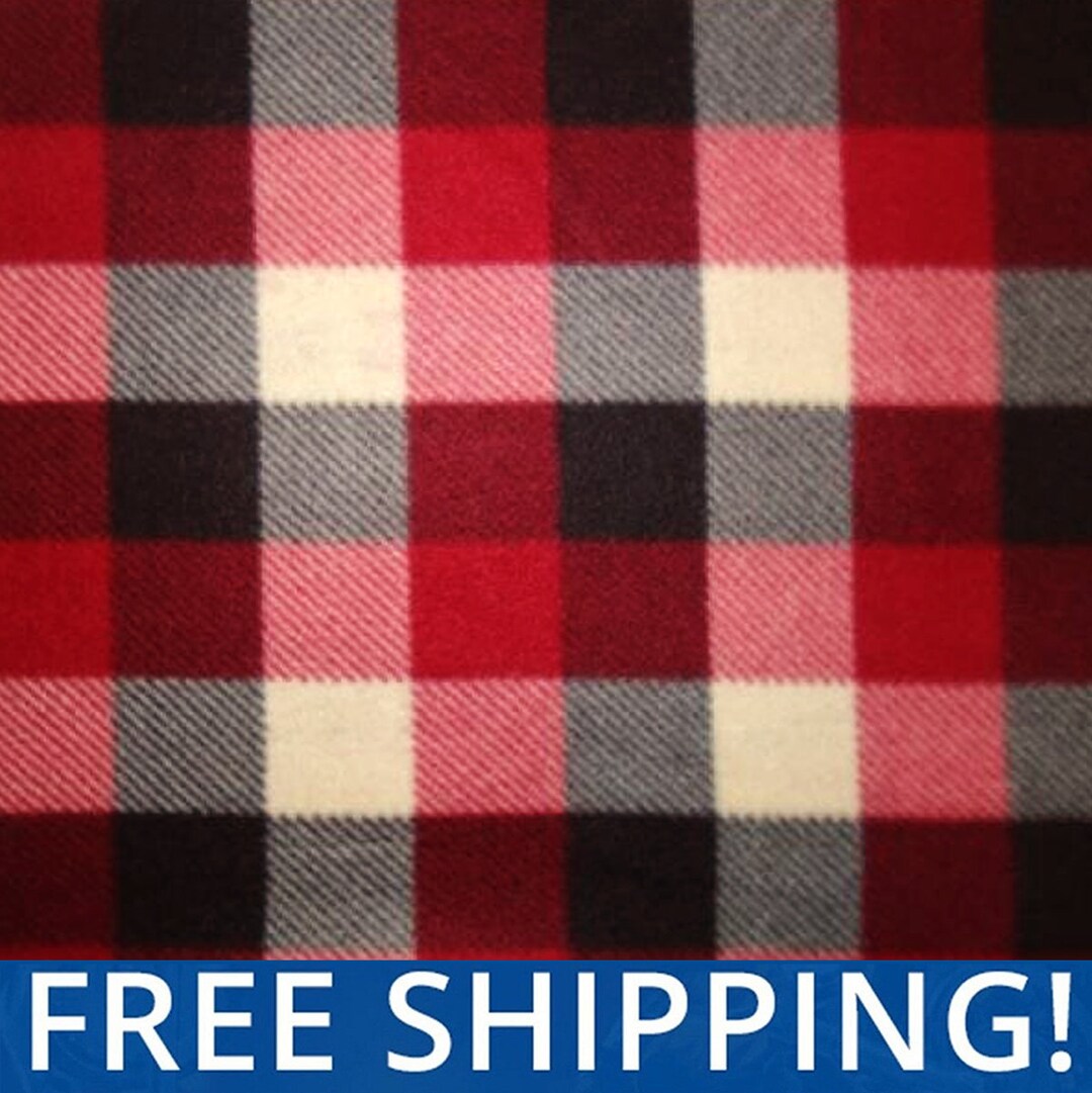 Burgundy and Charcoal Plaid Fleece Fabric 60 Wide - Etsy